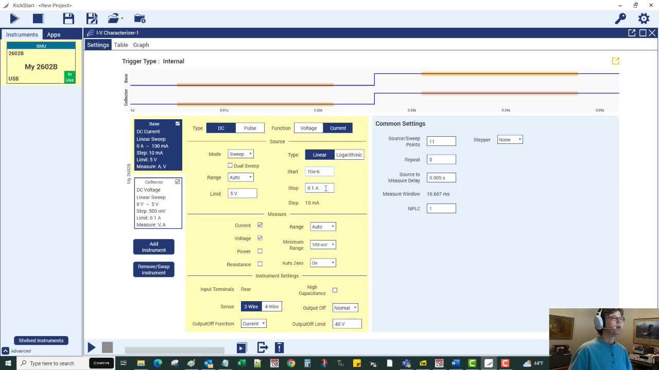 Automating a 2602B SMU with KickStart Software Measuring BJT hFE | Tektronix