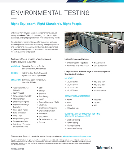 Envronmental Testing Services | Tektronix